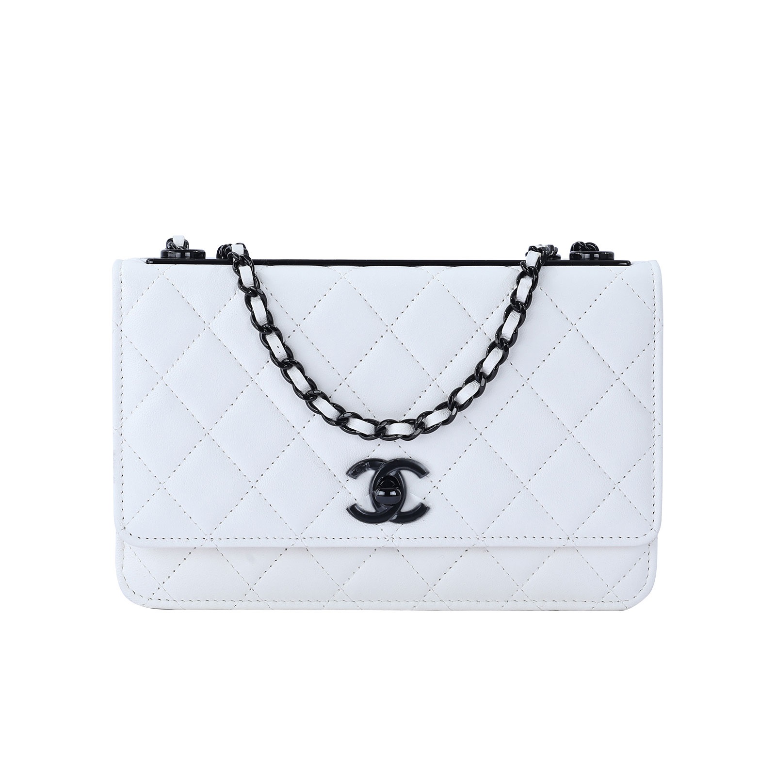 香奈兒 CHANEL Trendy WOC CC Logo 菱格紋 鍊帶 斜背包 白TRENDY WOC 原廠盒子/防塵袋 - BRAND楓月 ...